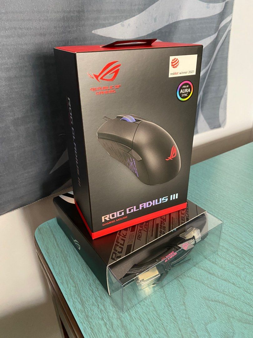 ROG Gladius III Gaming Mouse and ROG Cat 7 Cable, Computers & Tech ...