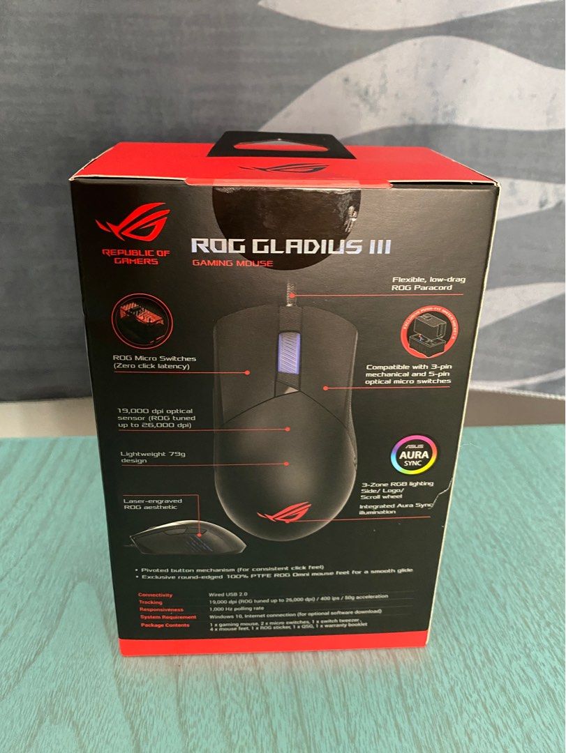 ROG Gladius III Gaming Mouse and ROG Cat 7 Cable, Computers & Tech, Parts & Accessories, Mouse ...