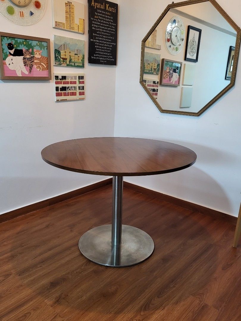 FREE ROUND DINING TABLE 105CM, Furniture & Home Living, Furniture ...