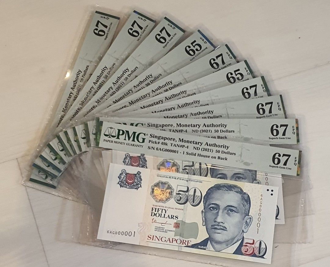 Super solid/Golden number PMG 65 - 67 EPQ $50 portrait notes full set ...