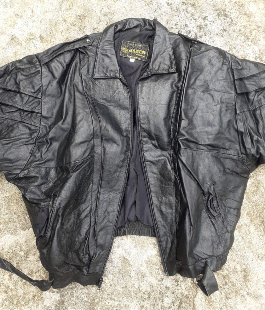 Thrifted 70s Jayco cropped biker leather jacket, Men's Fashion, Coats ...