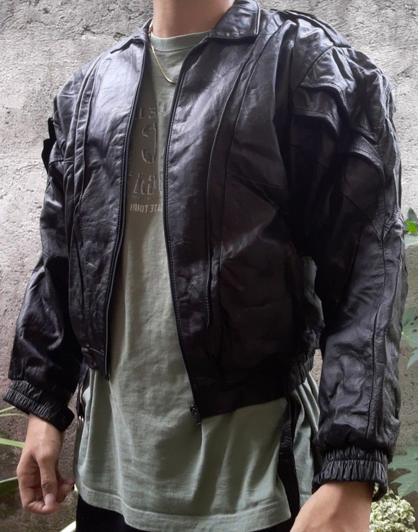 Thrifted 70s Jayco cropped biker leather jacket, Men's Fashion, Coats ...