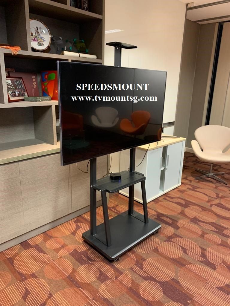 TV stand with soundbar laptop shelf mobile cart Jamboard smart board ...