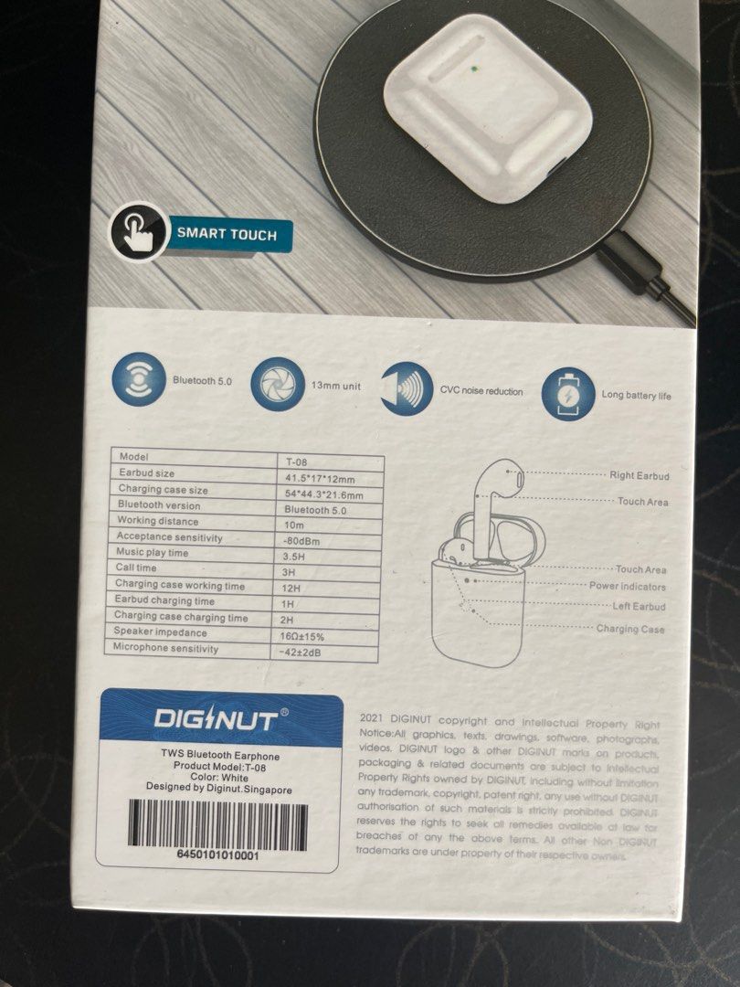 TWS True Wireless Earbuds Diginut Airpods T-08, Audio, Earphones on ...