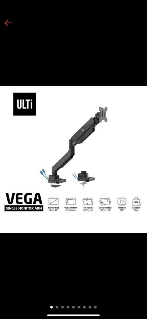 ULTi Vega Heavy Duty Monitor Arm with USB 3.0 Ports, Compatible with 34 ...