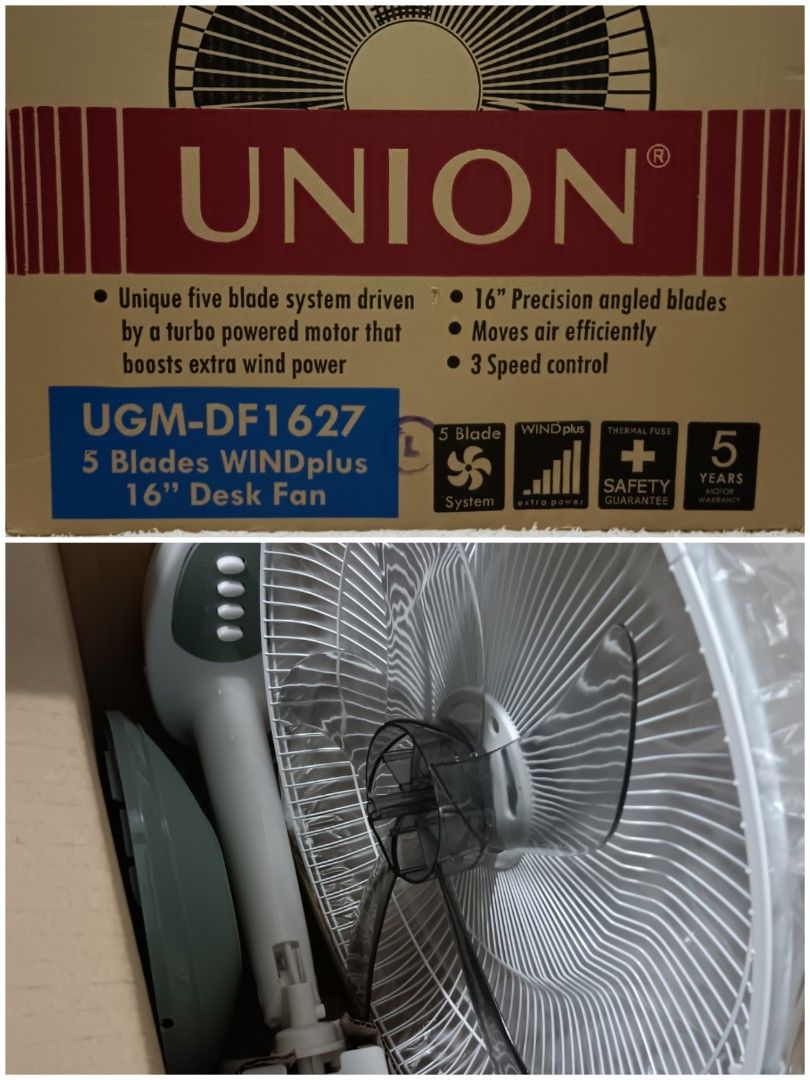 Union Desk Fan 16'' Gray, Furniture & Home Living, Lighting & Fans ...