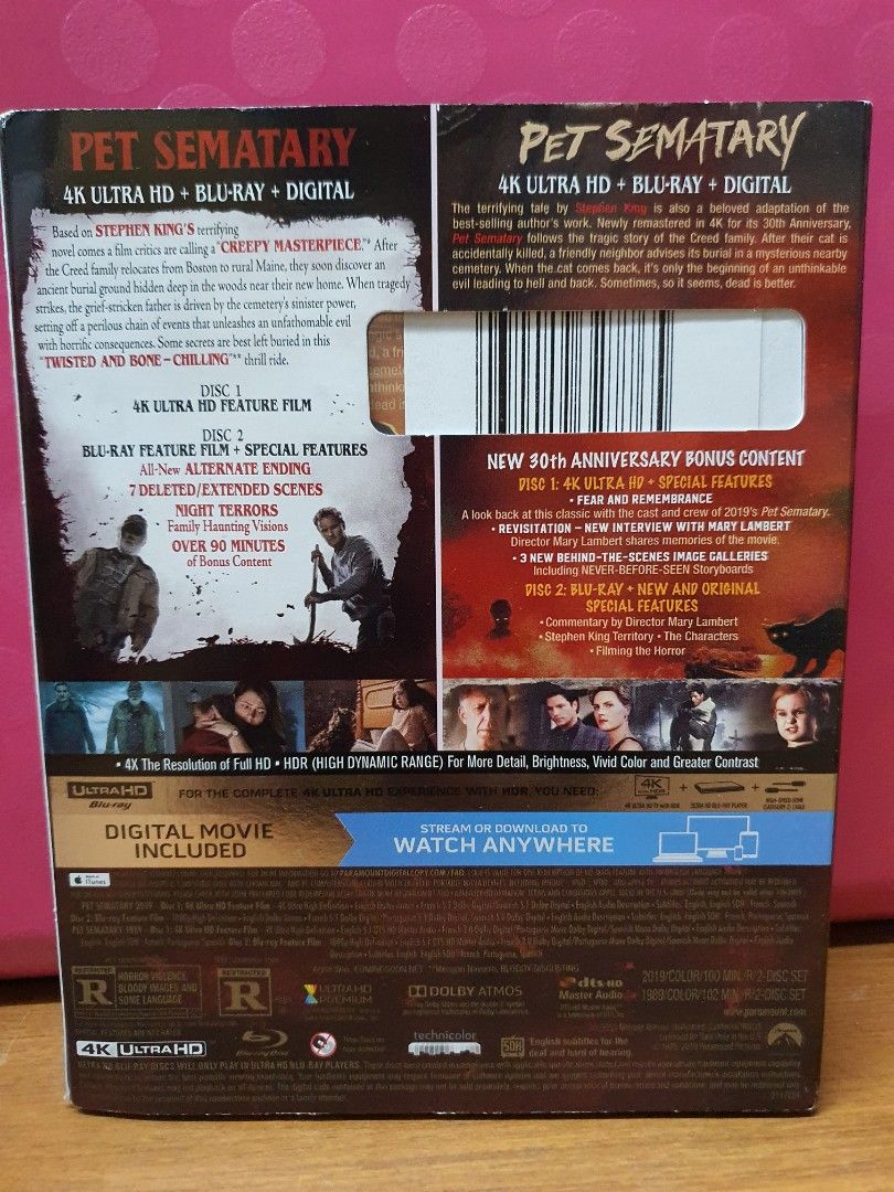USA Blu Ray 4K UHD - Pet Sematary 2 Movie Collection (1989 Stephen King ...