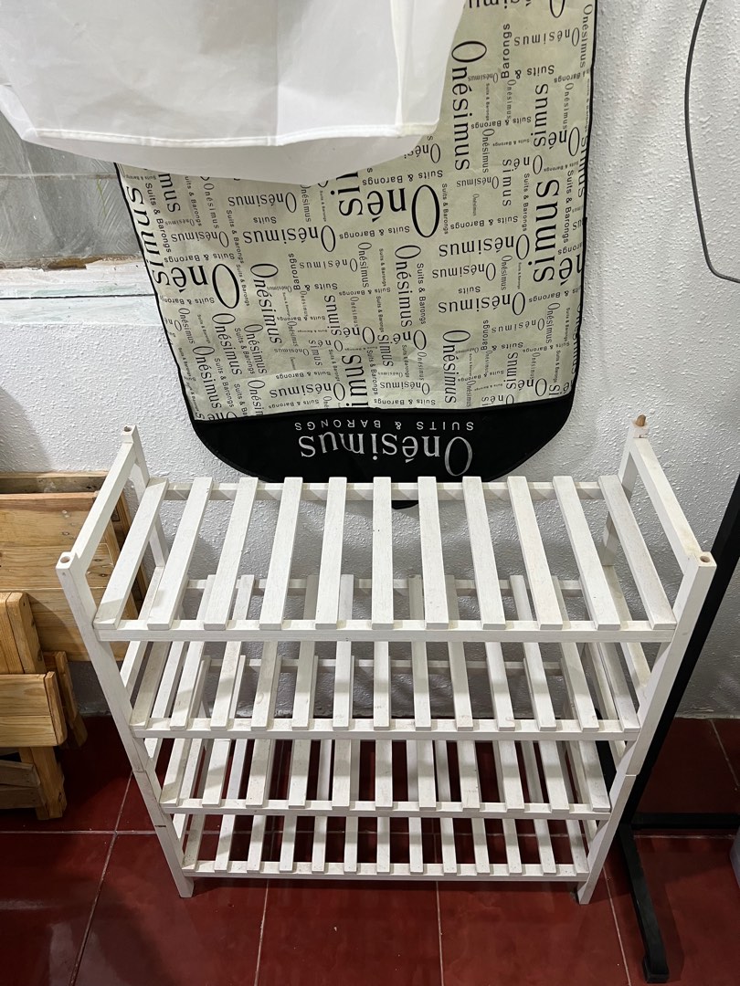 Used Wooden Shoe Rack White, Furniture & Home Living, Furniture ...