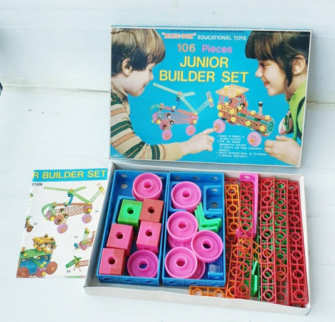 vintage blue box junior builder spin o puzzle set made in Singapore, Hobbies & Toys, Toys ...
