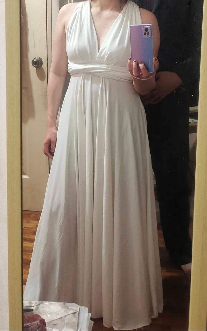 White Infinity Dress, Women's Fashion, Dresses & Sets, Evening dresses ...