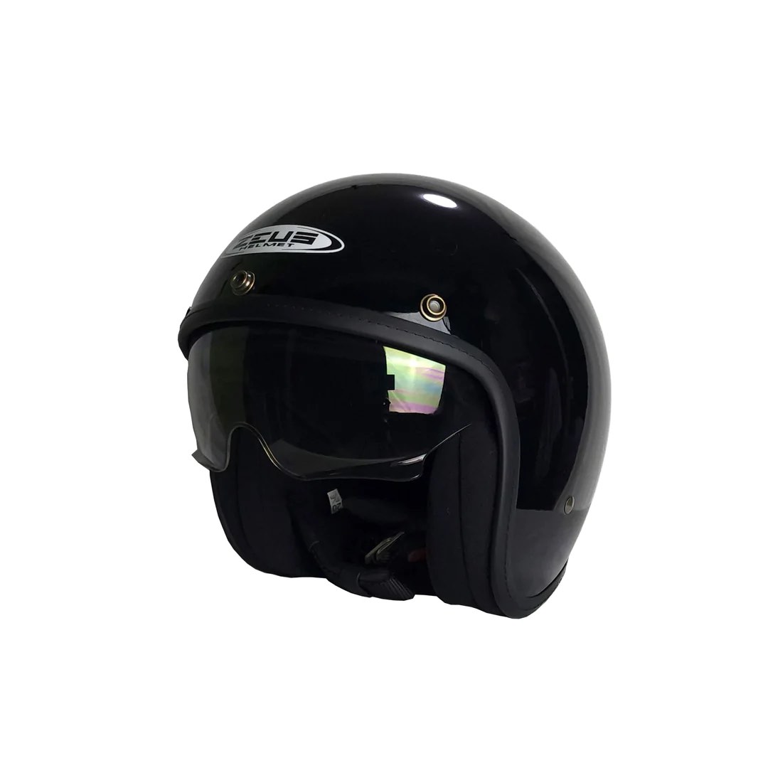Zeus ZS-388A Classic Gloss Black Helmet, Motorcycles, Motorcycle ...