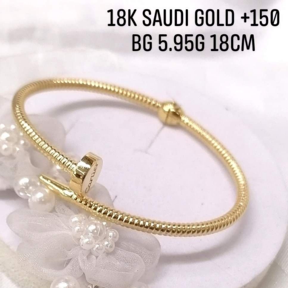 18k Saudi Gold Bangle Cartier 18cm ekfk, Women's Fashion, Jewelry ...
