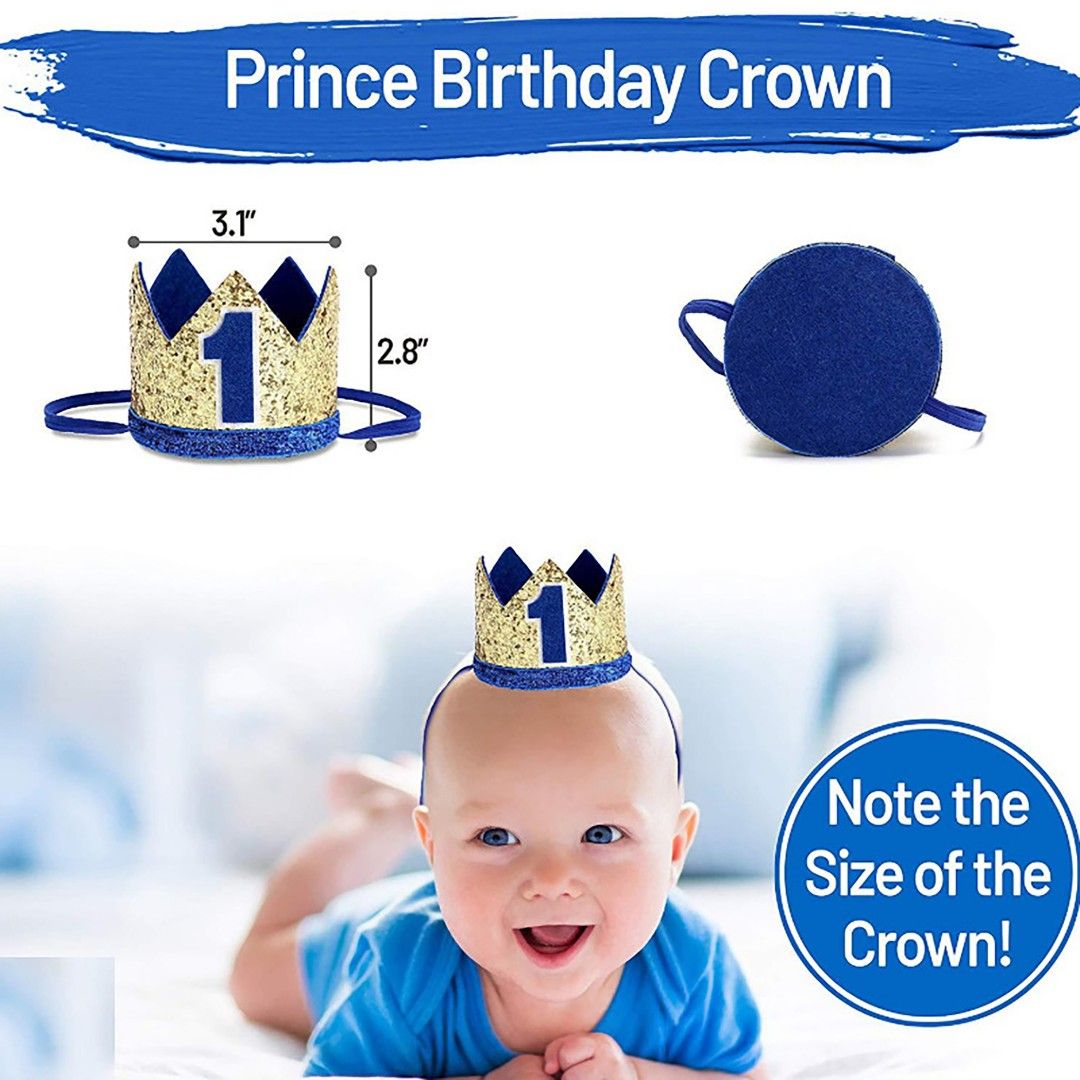 1st Birthday Crown for Boy One Birthday Crown Decoration Happy Birthday ...