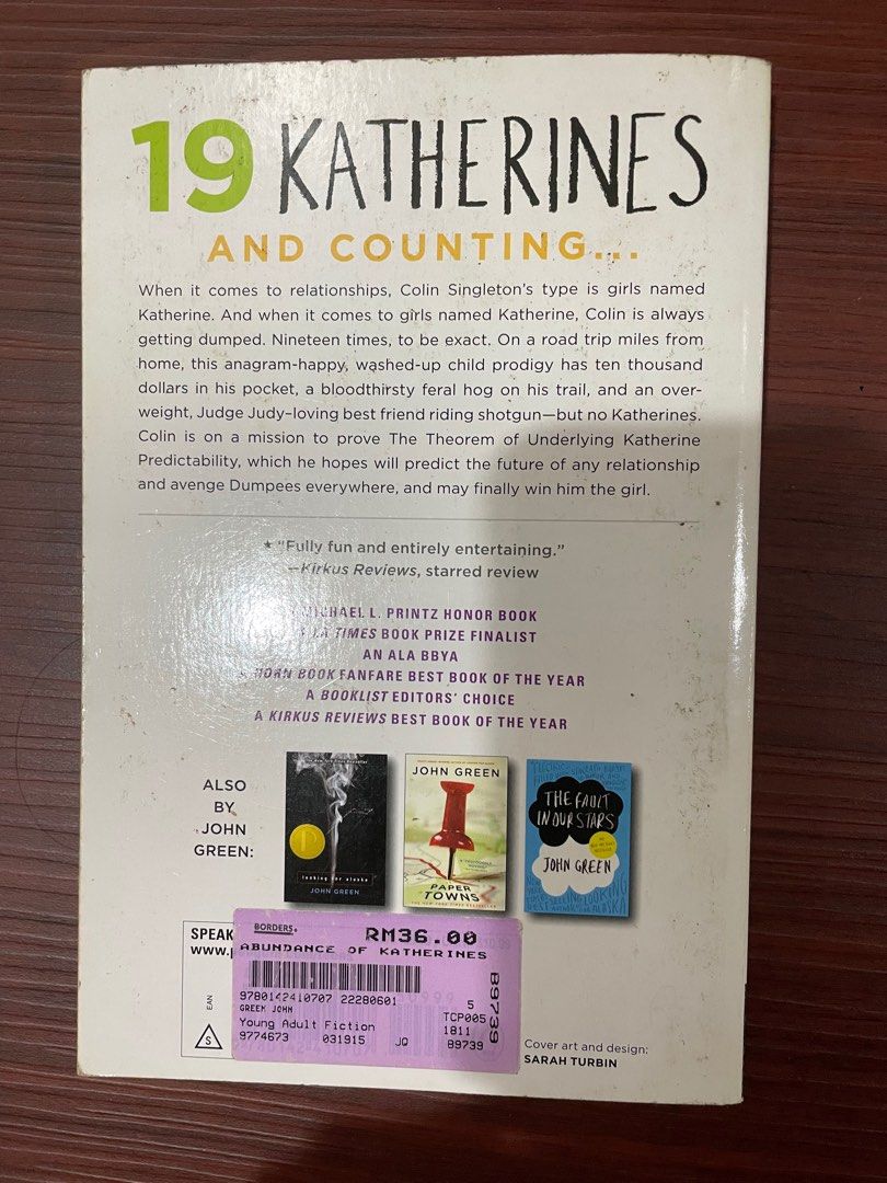 An Abundance of Katherines by John Green, Hobbies & Toys, Books ...