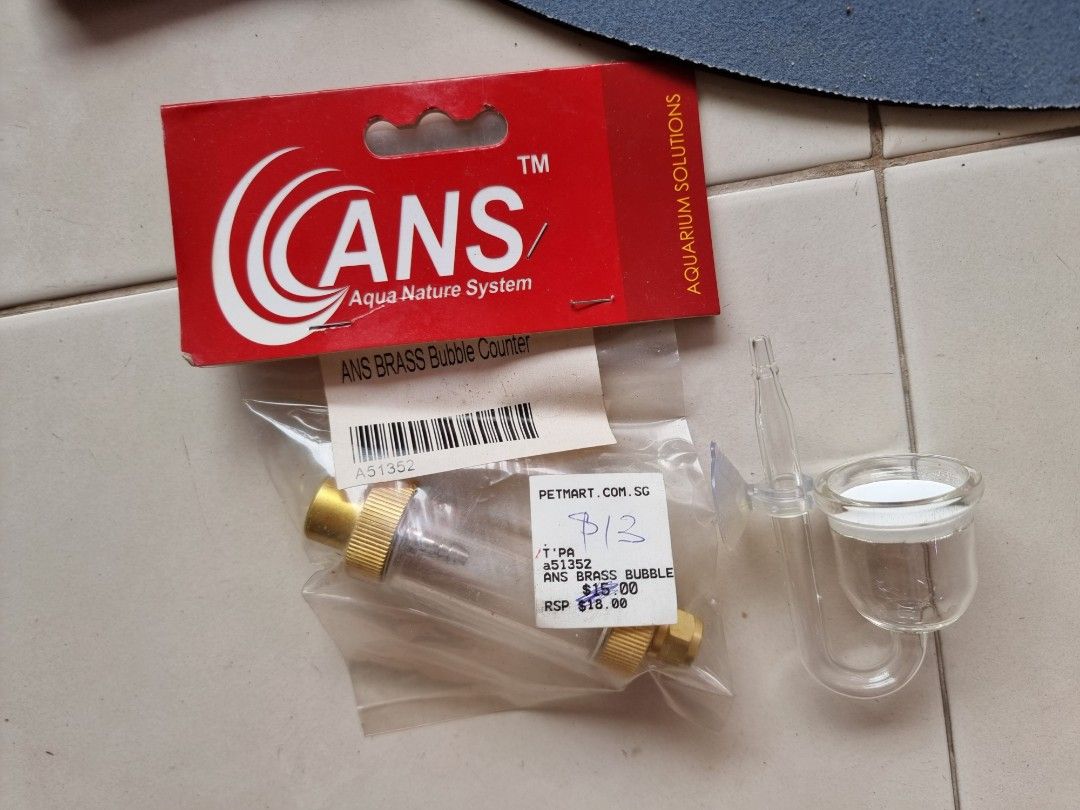 ANS brass bubble counter, dymax co2 glass in-tank diffuser atomizer|for ...