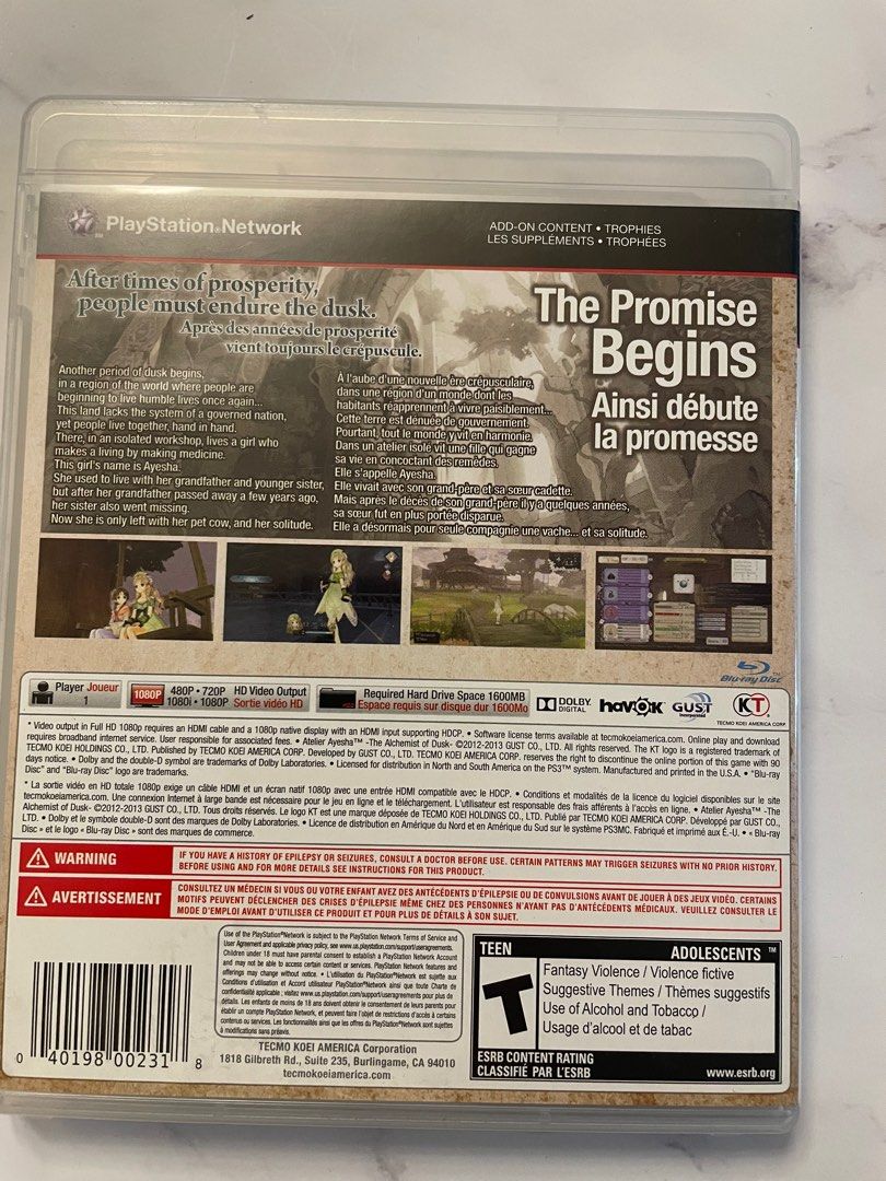 Atelier Ayesha: The Alchemist of Dusk PS3 CD Game, Video Gaming, Video ...