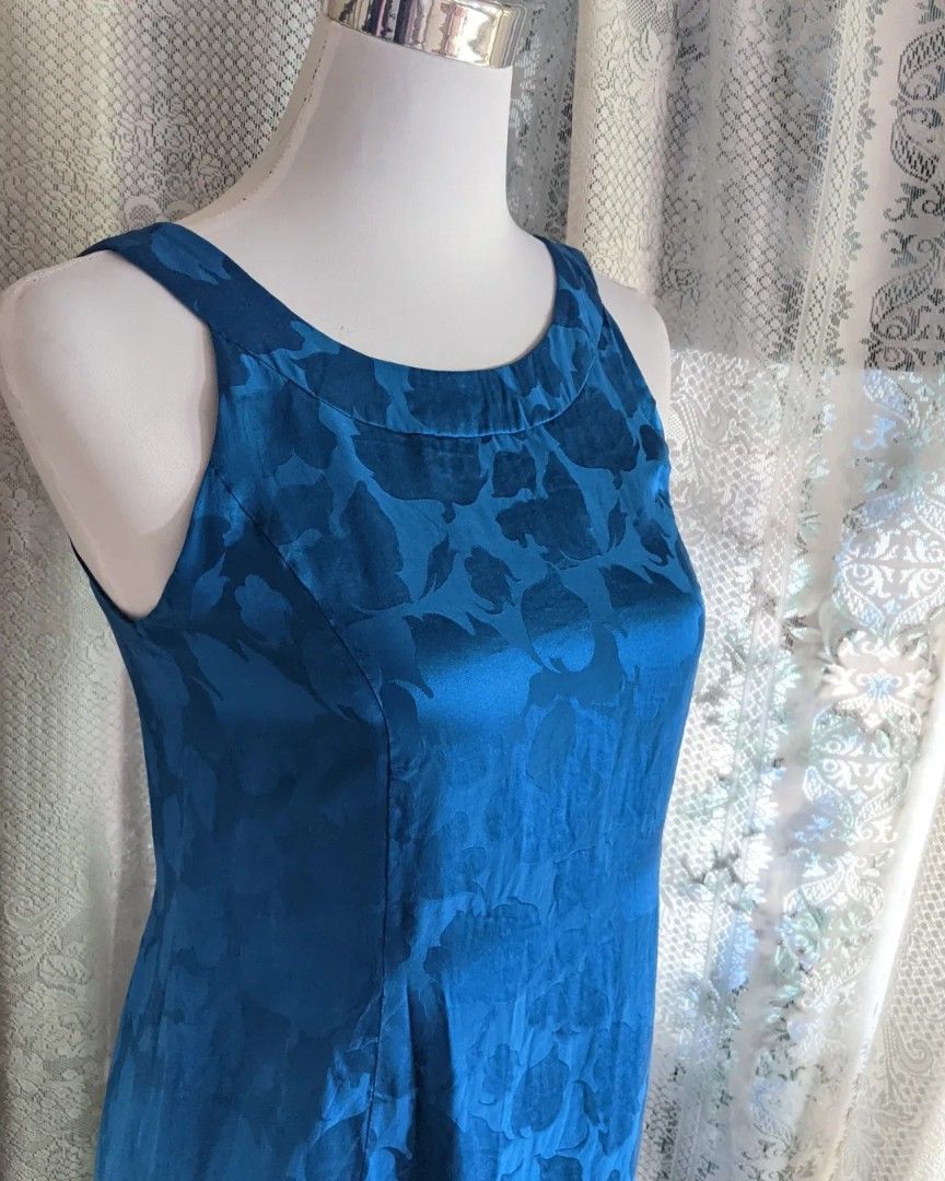 Azure blue satin slip dress, Women's Fashion, Dresses & Sets, Dresses ...