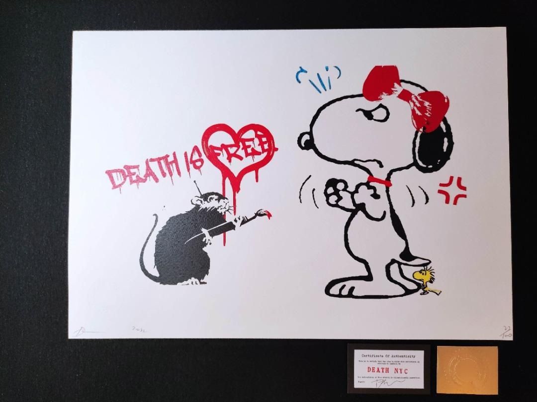 Banksy x Snoopy Death nyc Lithograph Signed Numbered, Furniture & Home ...