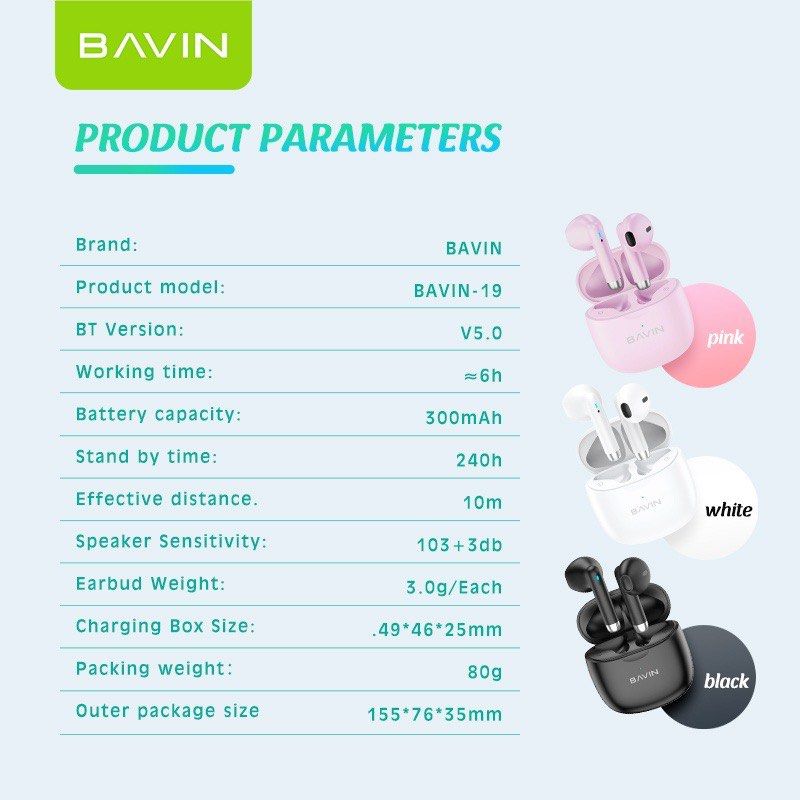 BAVIN BA19 TWS Wireless Headphones, Audio, Headphones & Headsets on Carousell