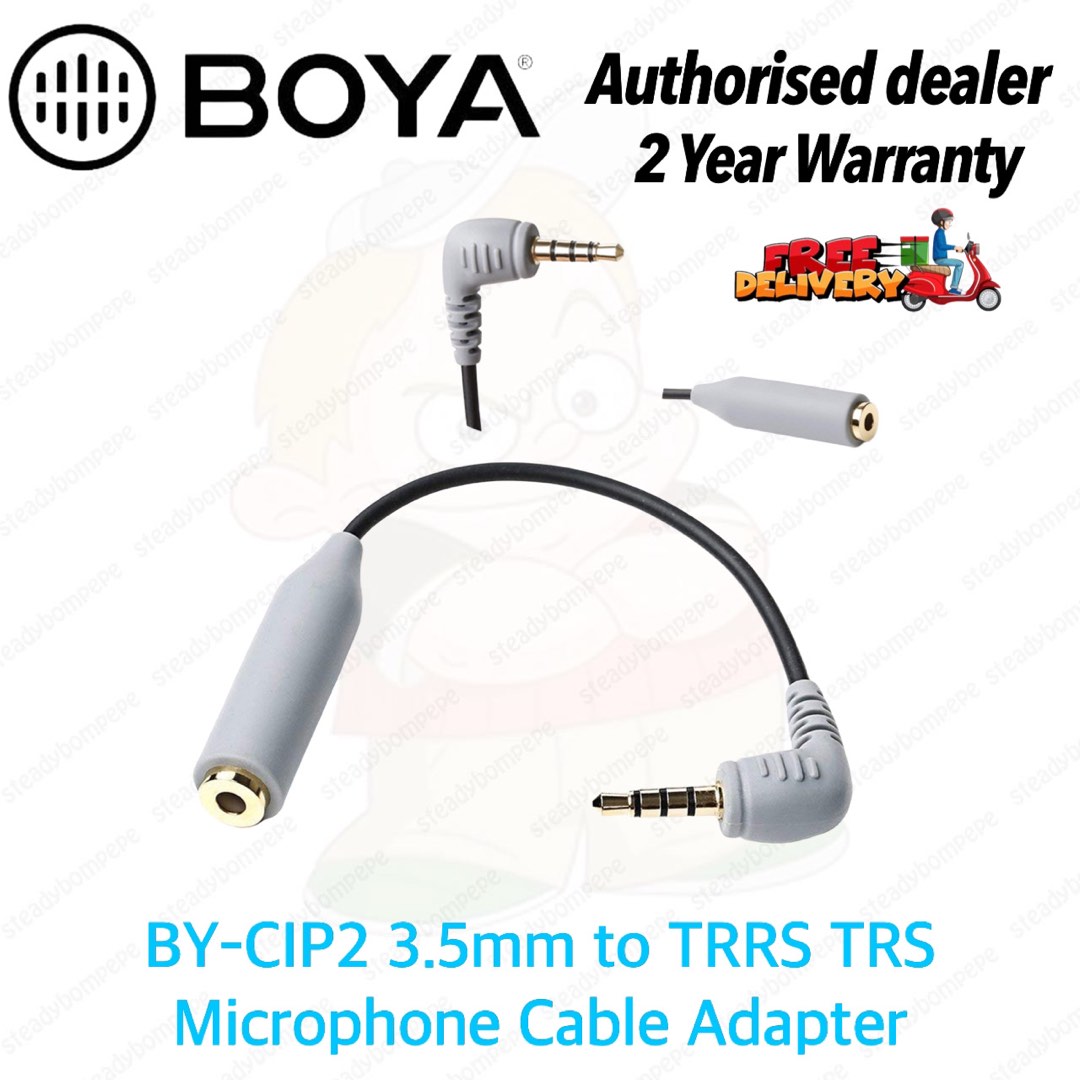 BOYA BY-CIP2 3.5mm to TRRS TRS Microphone Cable Adapter, Audio, Microphones on Carousell