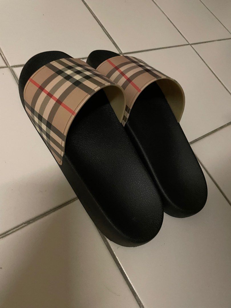 Burberry slides, Men's Fashion, Footwear, Flipflops and Slides on Carousell