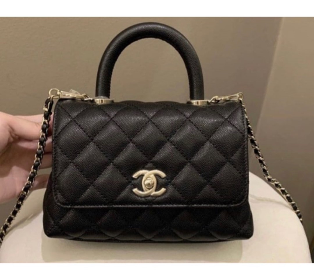 CHANEL BLACK MINI COCO HANDLE - LIGHT GOLD HARDWARE, Luxury, Bags ...