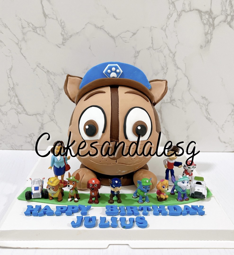 Chase Paw Patrol Pinata Cake, Food & Drinks, Homemade Bakes on Carousell