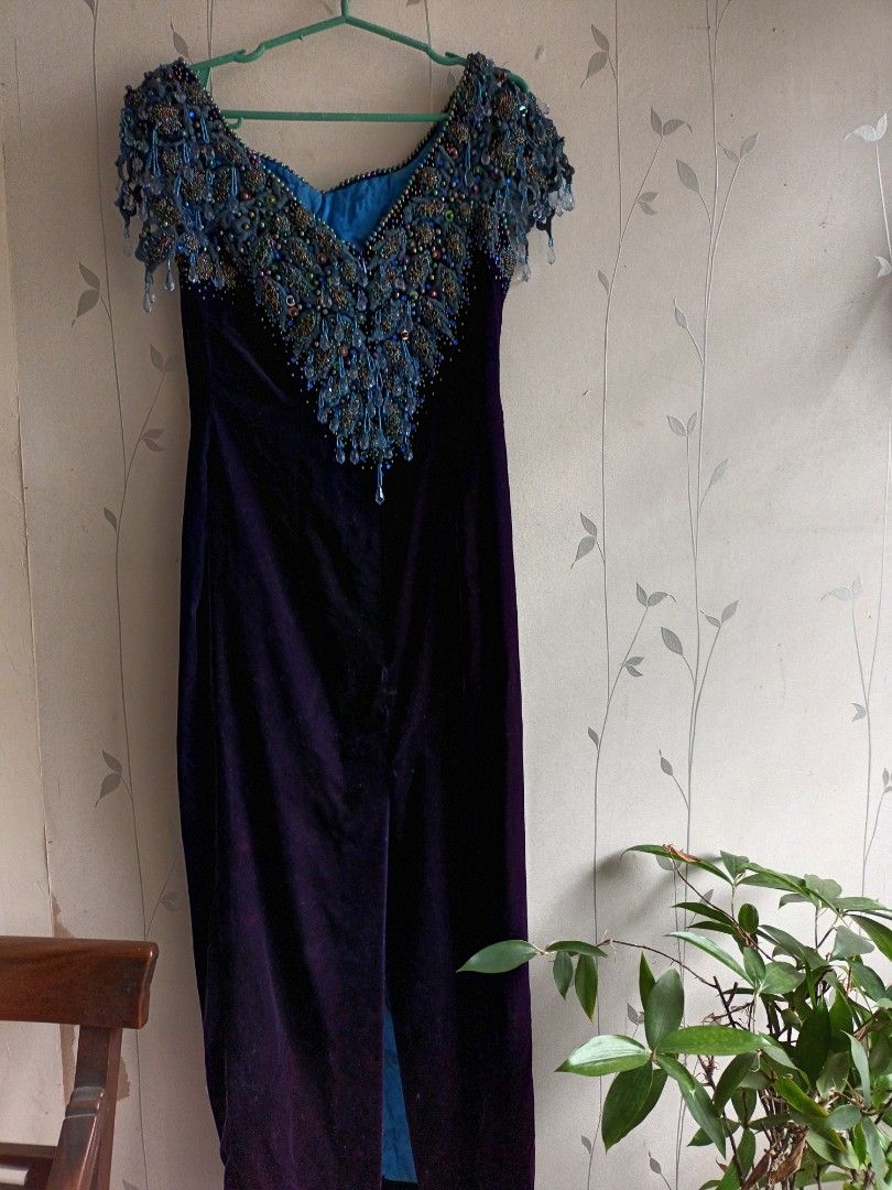 Dark violet gown by Gregg Centeno, Women's Fashion, Dresses & Sets ...