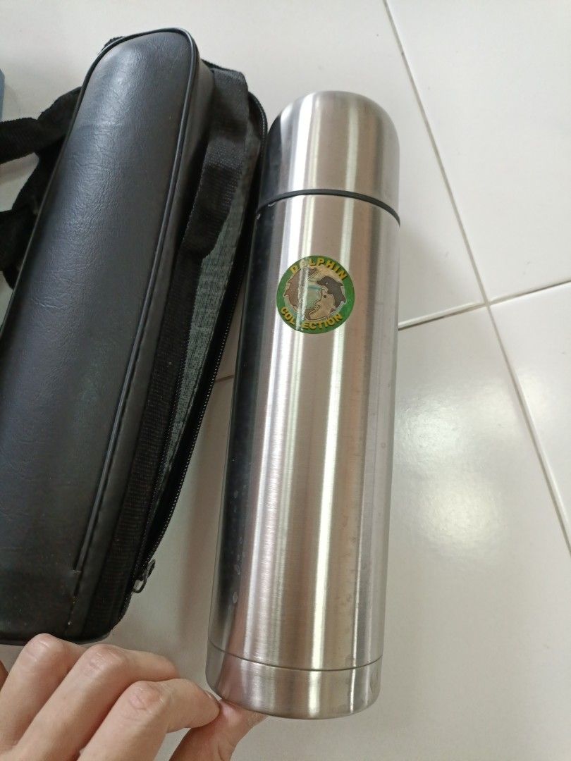 dolphin stainless steel vacuum thermal flask water bottle with carrier, Furniture & Home Living ...