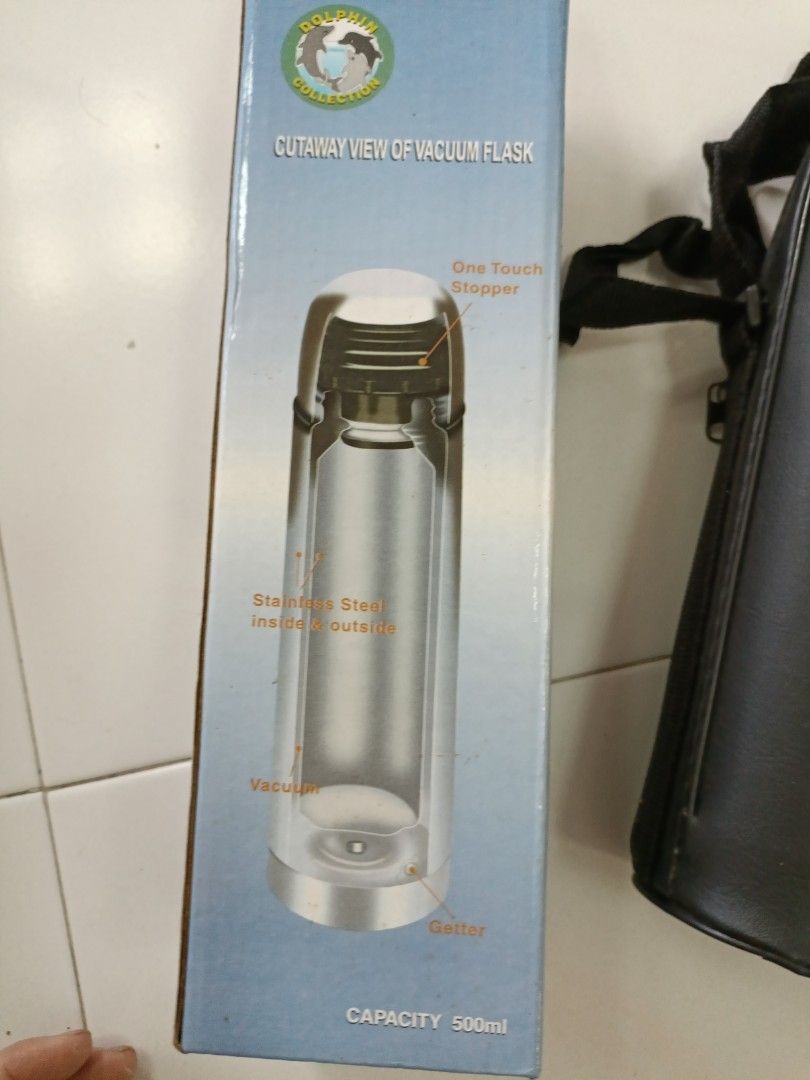 dolphin stainless steel vacuum thermal flask water bottle with carrier, Furniture & Home Living ...