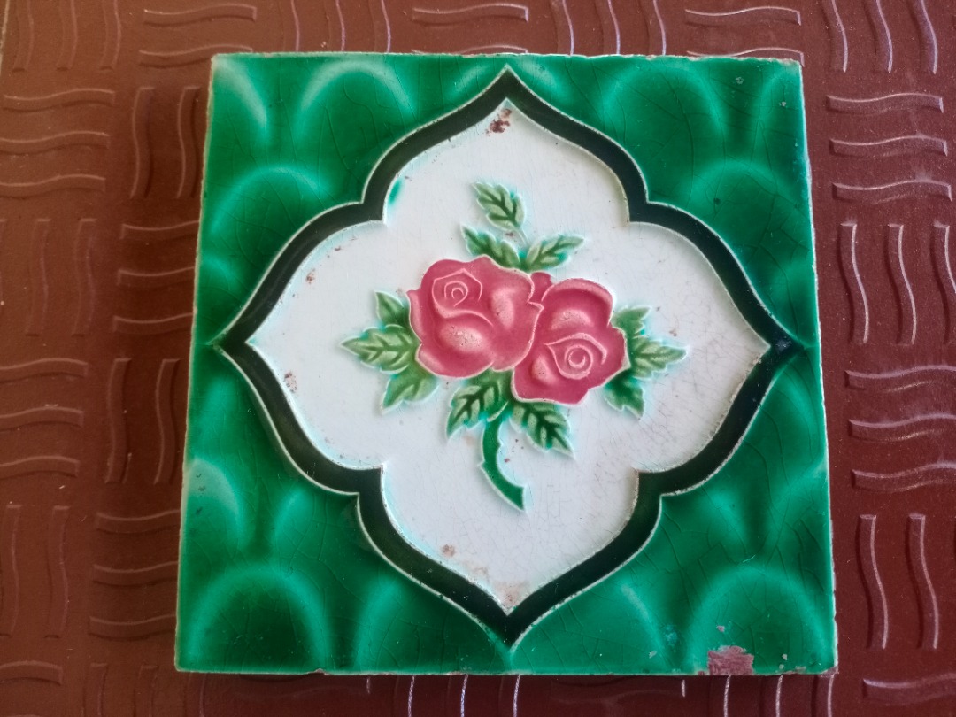 Double ROSE Flower - PERANAKAN BABA NYONYA - VINTAGE COLLECTIBLE TILE ...