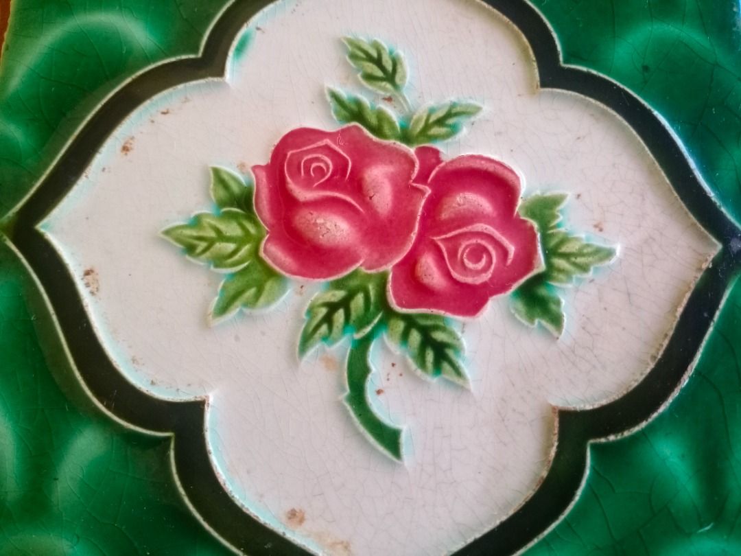 Double ROSE Flower - PERANAKAN BABA NYONYA - VINTAGE COLLECTIBLE TILE ...