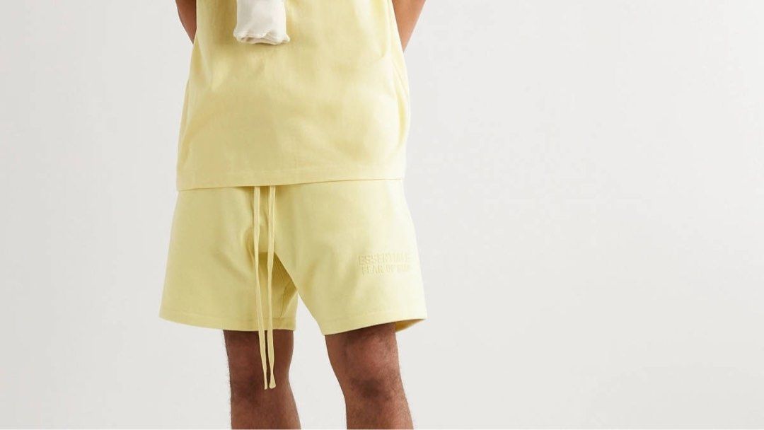 Fear of God Essentials Canary Sweat Shorts, Men's Fashion, Bottoms ...