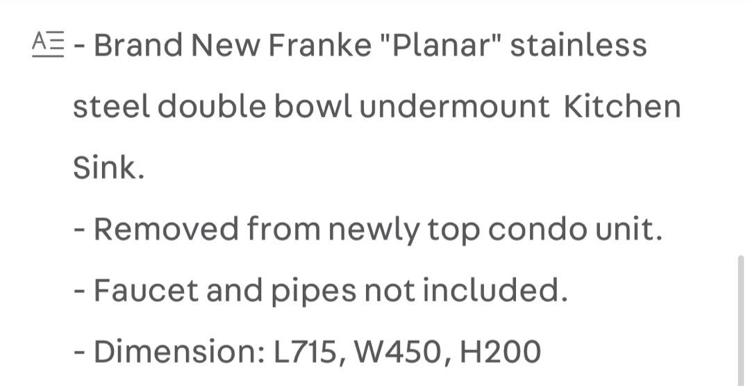 Franke sink, Furniture & Home Living, Bathroom & Kitchen Fixtures on ...