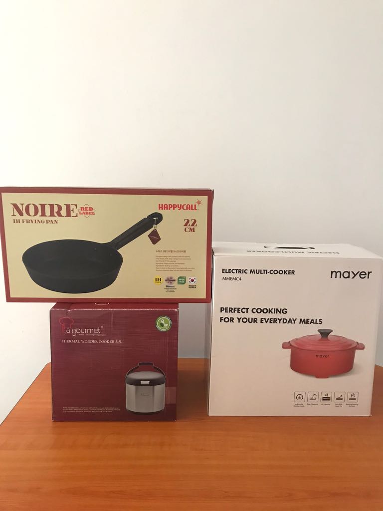 Happycall 22cm pan Mayer 4L la gourmet cooker 3.5L, Furniture & Home ...