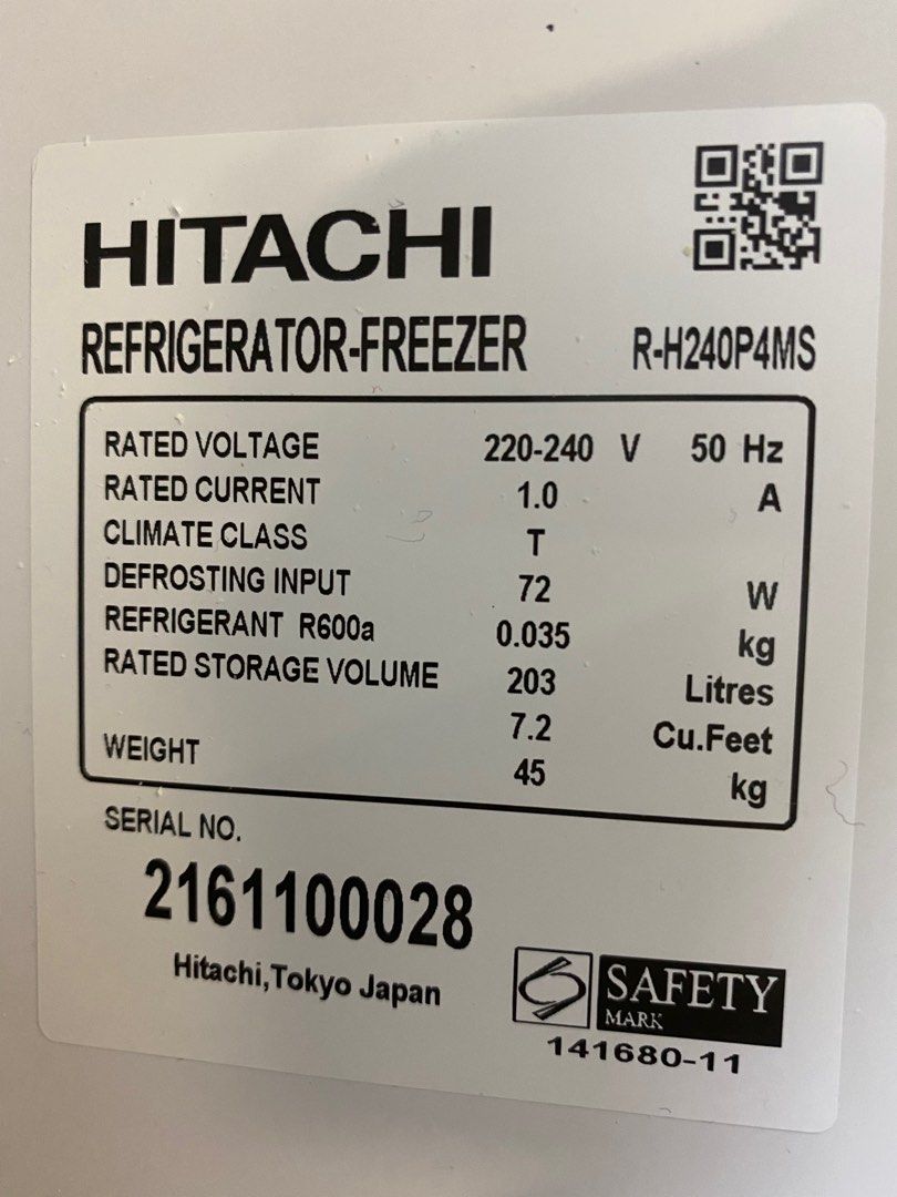 Hitachi Inverter Refrigerator (collection Early Apr), TV & Home ...