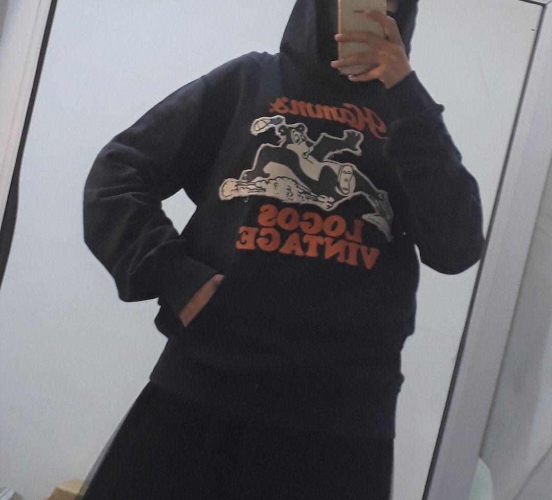 Hodie logos vintage korea, Fesyen Wanita, Pakaian Wanita, Atasan di Carousell