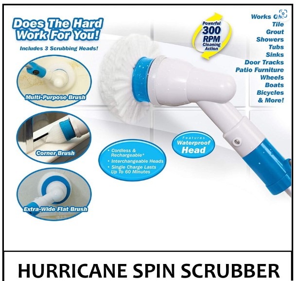 Hurricane Spin Scrubber Rechargeable Electric Home Cleaning Brush Floor ...