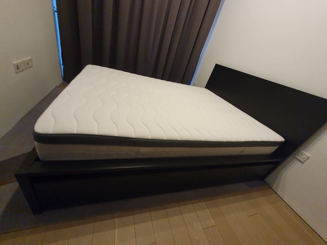 Ikea queen size bed frame with four storage boxes, Furniture & Home Living, Furniture, Bed ...