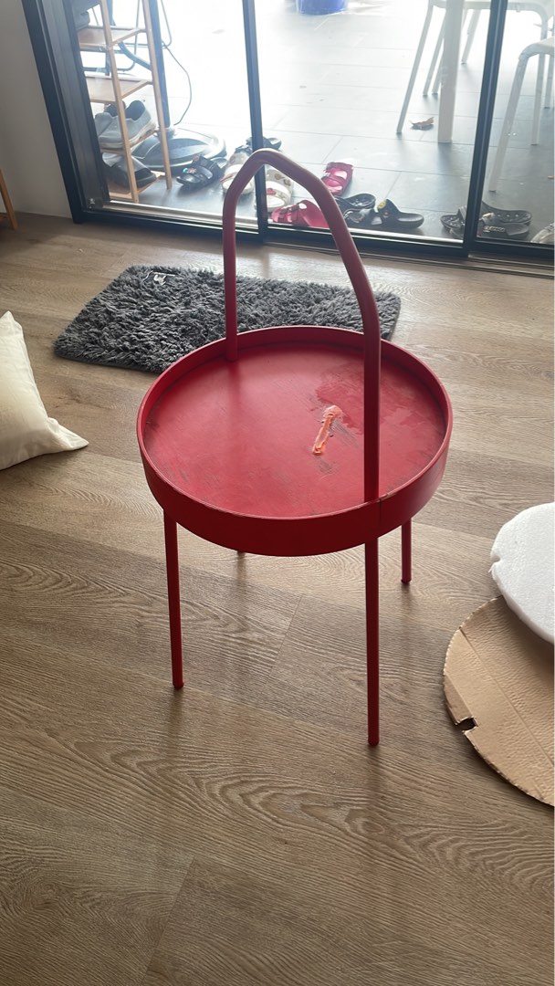 Ikea red portable table, Furniture & Home Living, Furniture, Tables ...