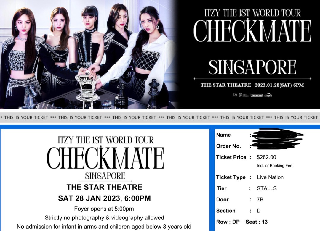 ITZY Checkmate Singapore Tour Cat 1 Tickets, Tickets & Vouchers, Event Tickets on Carousell