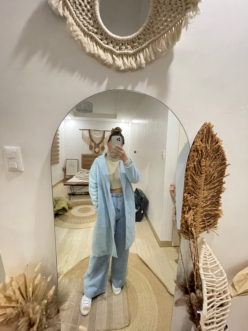 PREMIUM Korean wool coat in powder blue, Women's Fashion, Coats ...