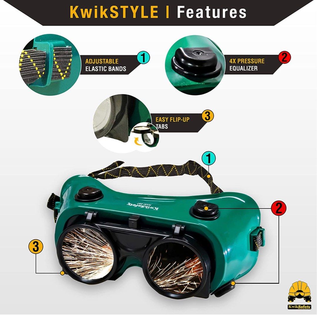 KwikSafety Owl Industrial (ANSI, ANTI-FOG, Snug FIT) Welding Goggles ...