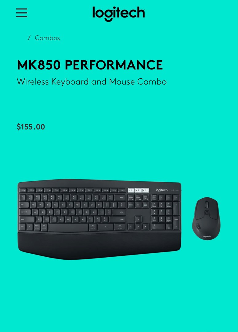 Logitech Mk850 Keyboard Mouse Combo Computers And Tech Parts And Accessories Computer Keyboard On