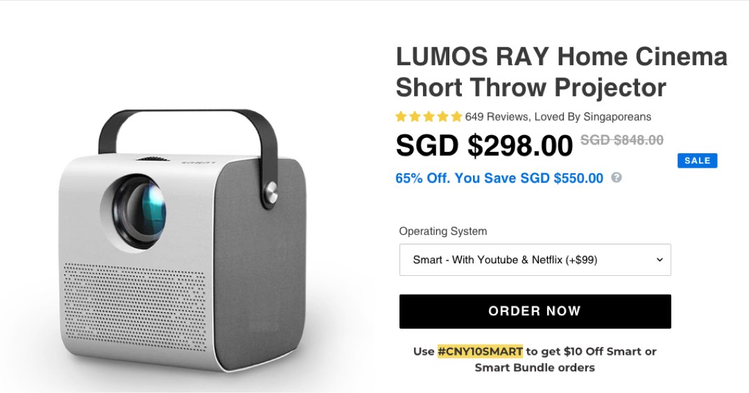 LUMOS RAY SMART PROJECTOR, TV & Home Appliances, TV & Entertainment ...