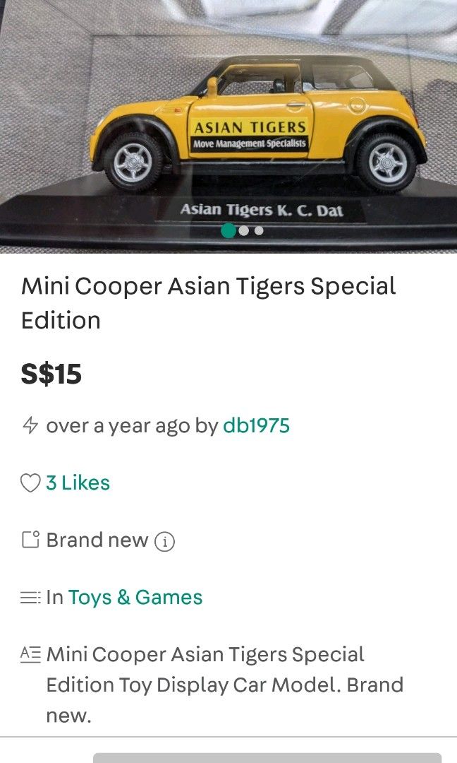 Mini Cooper Miniature Asian Tigers KC Dat, Hobbies & Toys, Memorabilia ...