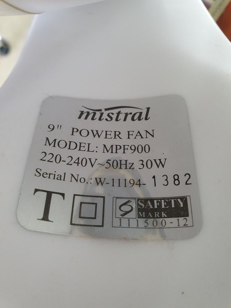 Mistral 9" Power Fan, Furniture & Home Living, Lighting & Fans, Fans on ...
