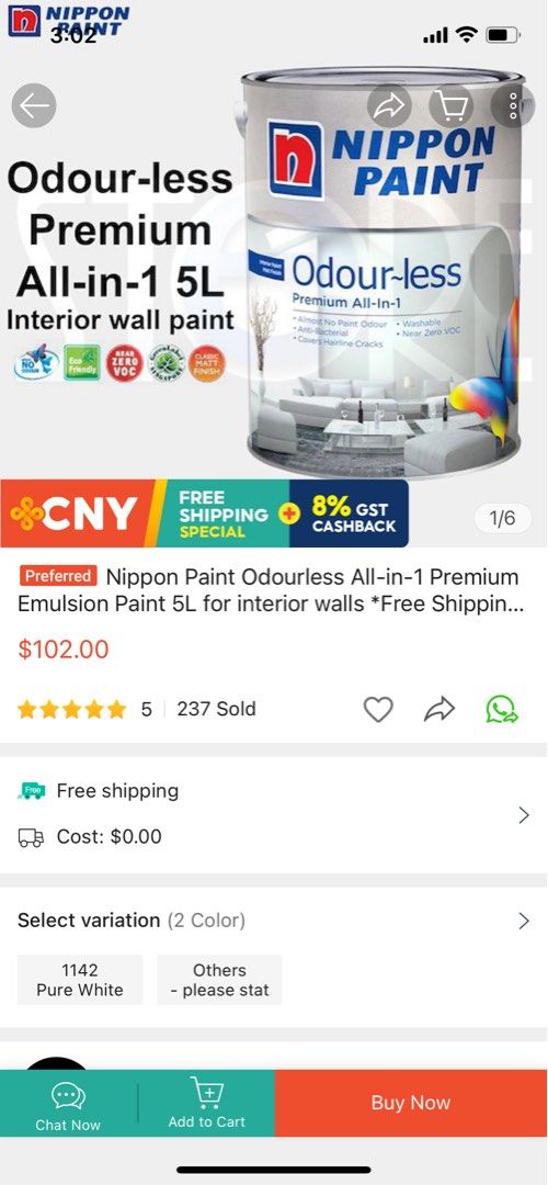 Nippon Paint Odourless All in 1, Furniture & Home Living, Home ...