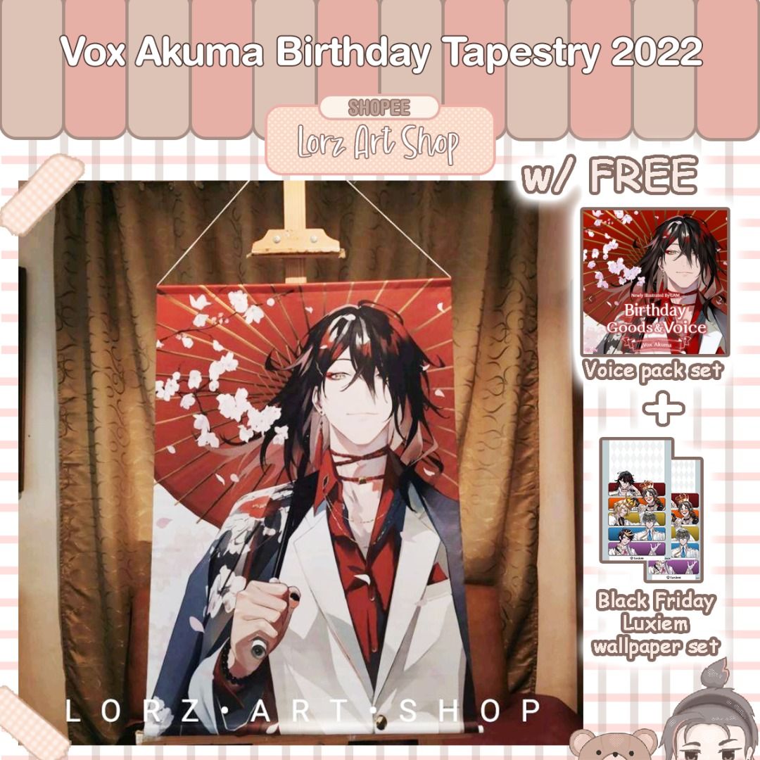 Official NIJISANJI EN Vox Akuma Birthday Tapestry & Voice 2022 | Luxiem ...
