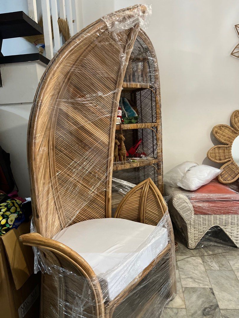 ON HAND 5ft Tall Rattan ACCENT CHAIR LEAF DESIGN, Furniture & Home ...